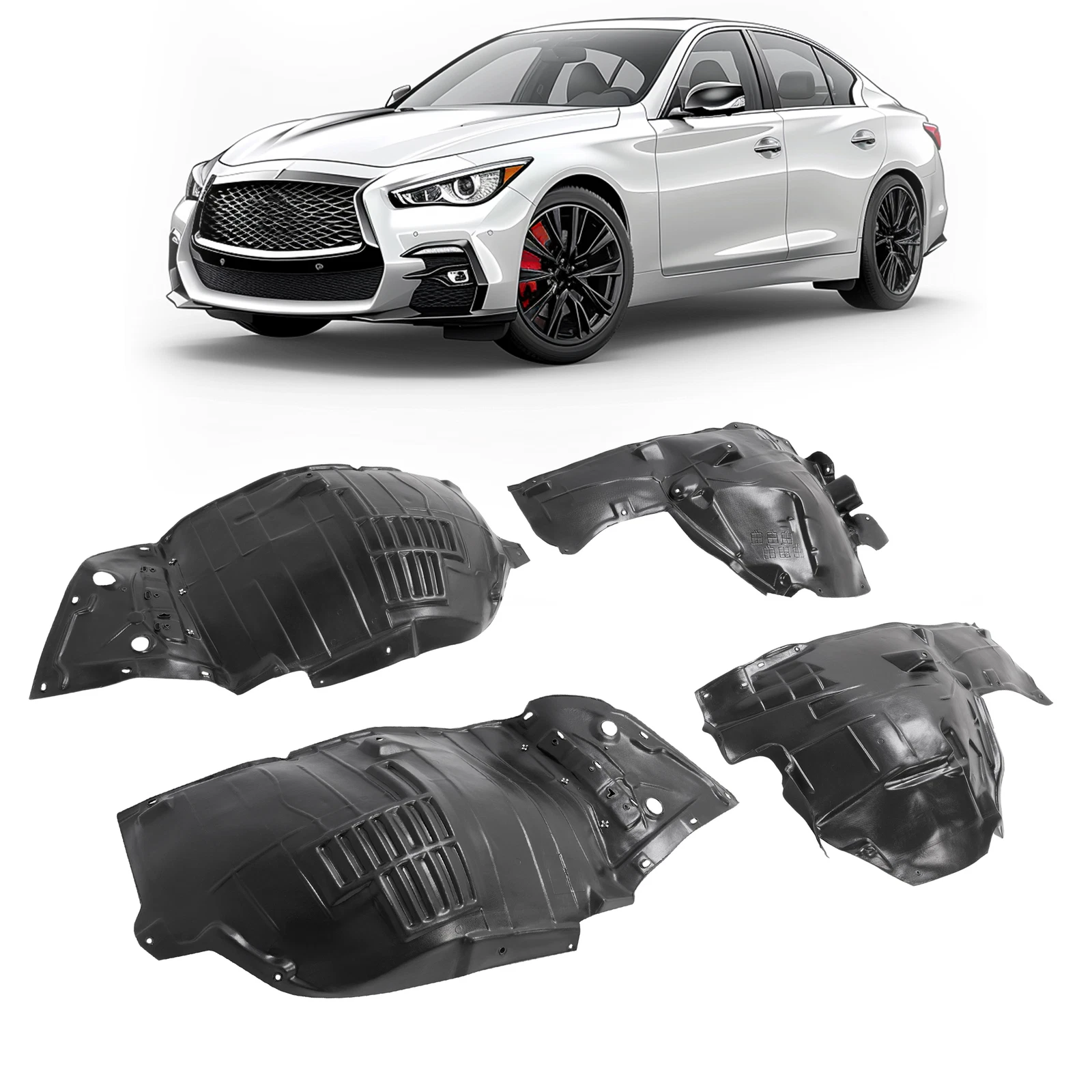 Inner Fender Liners Set of 4 Driver & Passenger Side For Infiniti Q50 ...