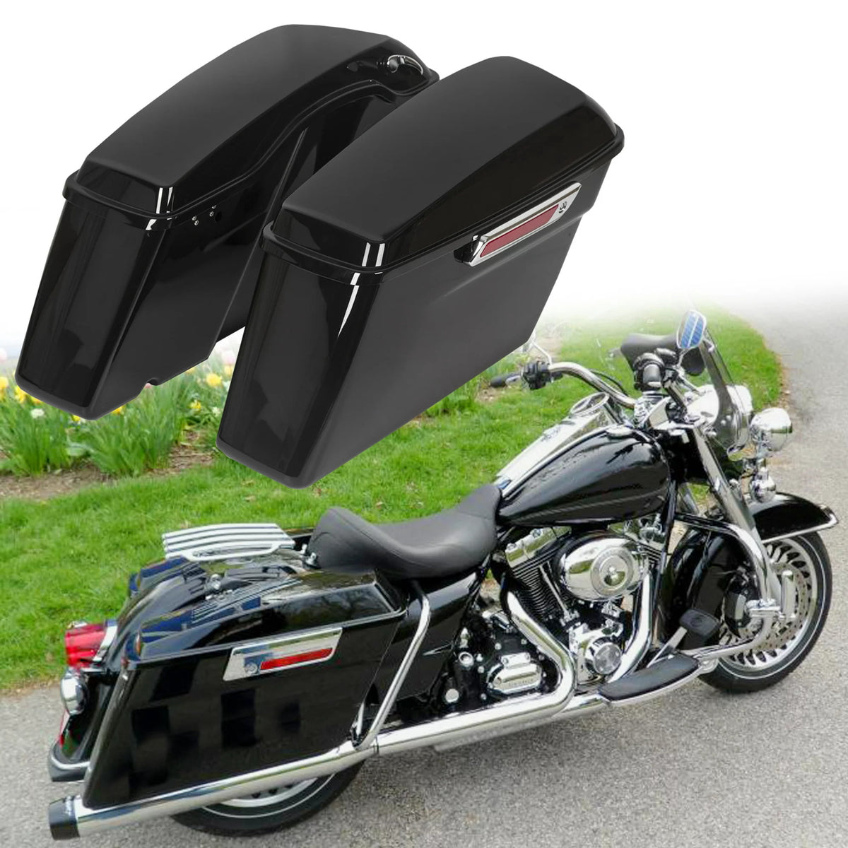 Kojem Hard Saddle Bags for 1993 - 2013 Harley Road King Glide Vivid Bl ...